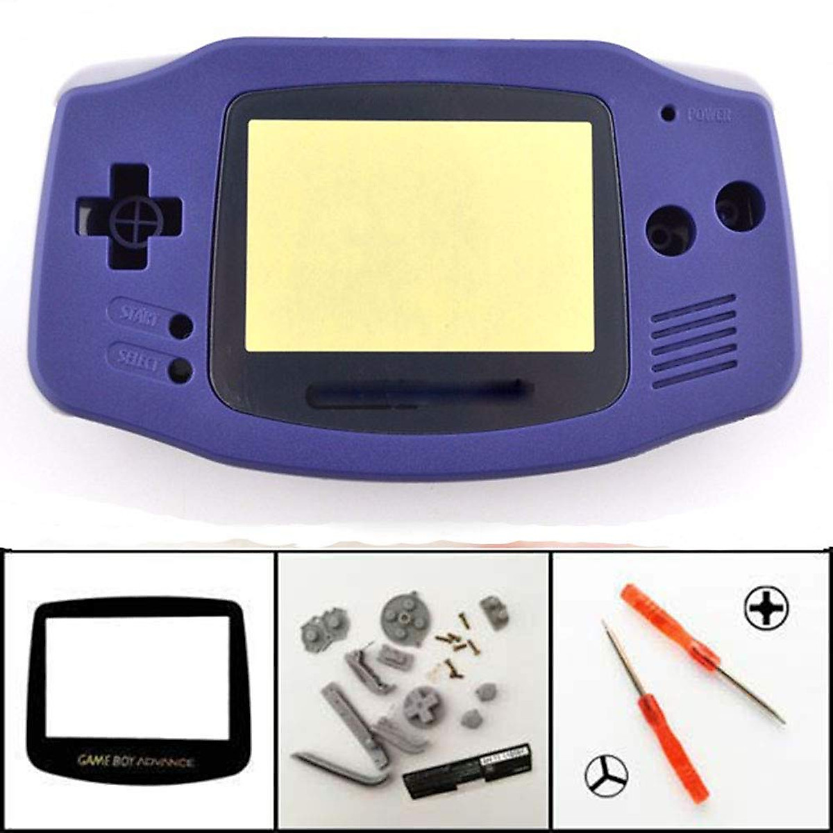 Replacement Full Housing Shell Case Cover Button Set for Nintendo Gameboy Advance GBA Controller (Purple)