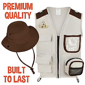 Cheerful Children Toys Kids Explorer Costume including Safari Vest and Hat - Boys & girls aged between 4-6 - Role play as paleontologist, zoo keeper, park ranger or fishing