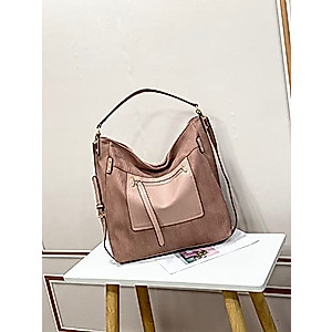 Hobo Bags for Women Leather Embossed Pink Large Crossbody Bag Womens Casual Hobo Purses and Handbags Tote Shoulder Bags