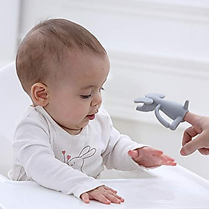 Baby Teether, Pacifier, Food Grade Liquid Silicone Baby Teething Toy, Soft Infant Teether Chew Toy, BPA Free, Multi-Texture Design Cute Elephant Teether, Soft and Sturdy (Gray Elephant)