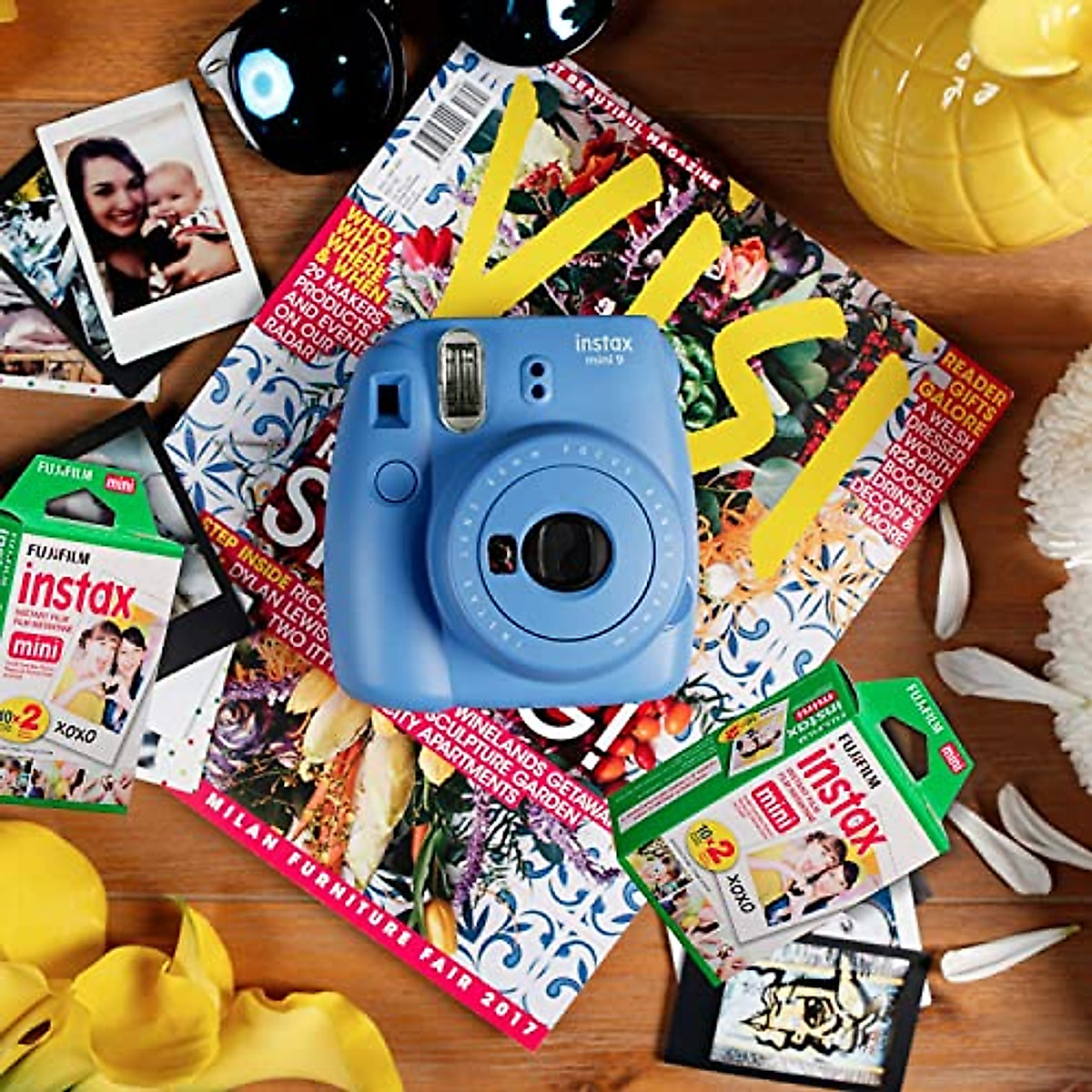 Fujifilm Instax Mini Instant Film (20 Sheets) for Fujifilm Instax Mini + 5 Picture Frames + FiberTique Cleaning Cloth (USA Warranty)