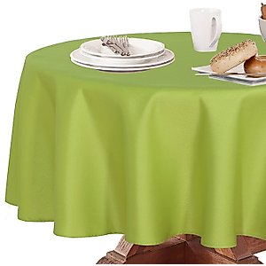 Obstal Round Table Cloth, Oil-Proof Spill-Proof and Water Resistance Microfiber Tablecloth, Decorative Fabric Circular Table Cover for Outdoor and Indoor Use (Light Green, 70 Inch Diameter)
