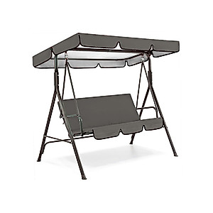 Outdoor Swing Canopy Replacement Cover 2 Seater Anti-UV Waterproof Oxford Cloth Patio Chair Top Cover for Swing Garden Porch Seat Furniture Parts - 64.5 x 44.9 x 5.9 inch for Home Garden