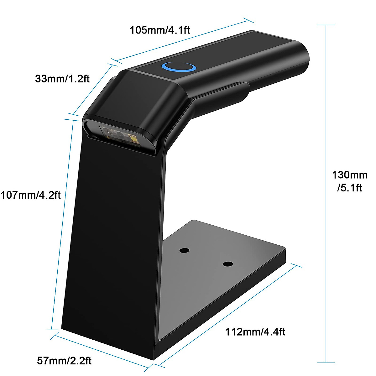 2D Barcode Scanner with Stand, Compatible with Bluetooth & 2.4G Wireless & Wired Code Scanner, USB Image Bar Code Reader for Laptops, Computers, Cashier,iPhone iPad Android