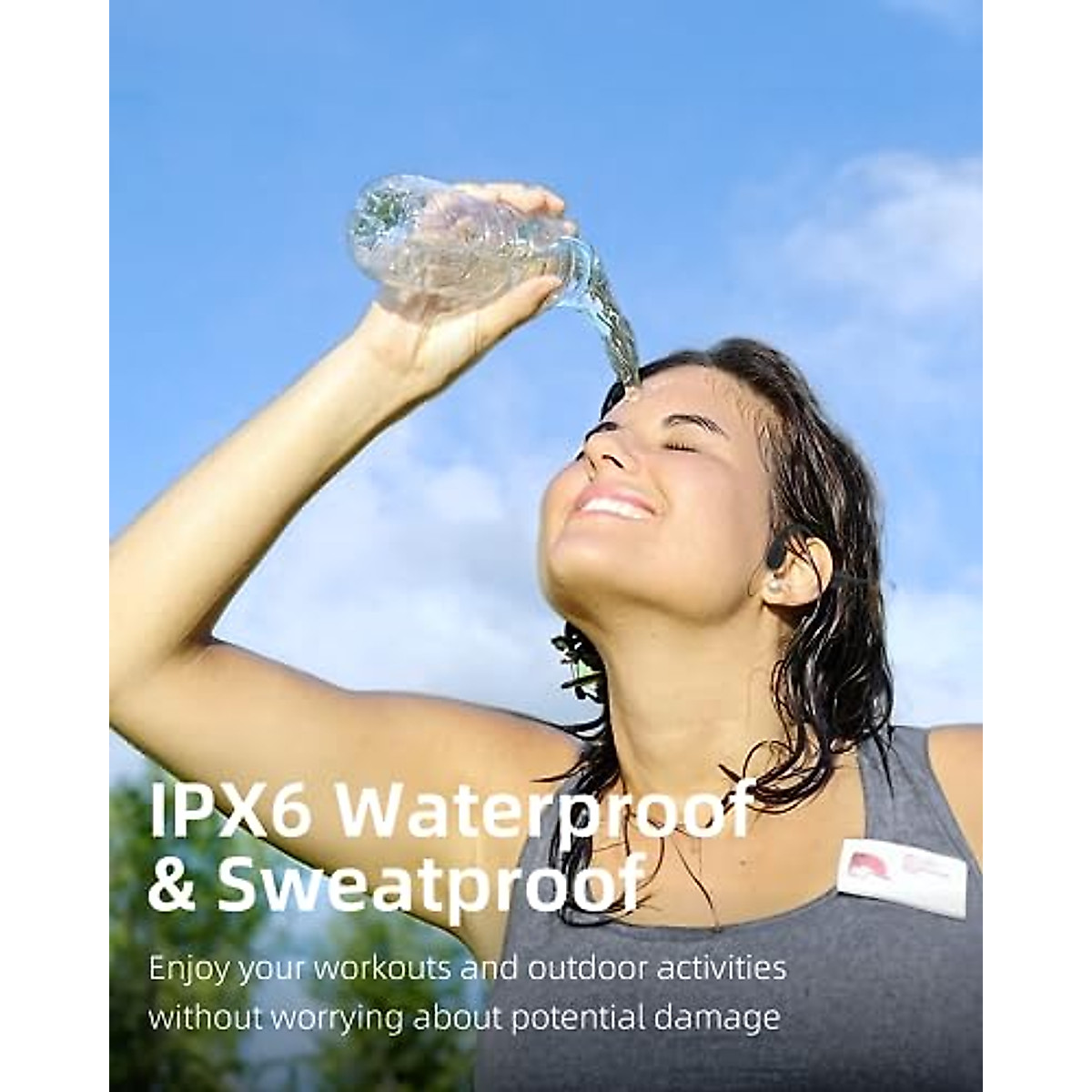 WETCEAOM Bone Conduction Headphones Bluetooth 5.3, Open-Ear Headphones Wireless IPX6 Waterproof Headphones with Microphones,Type-C Charging,Sport Headphones for Running,Cycling,Driving