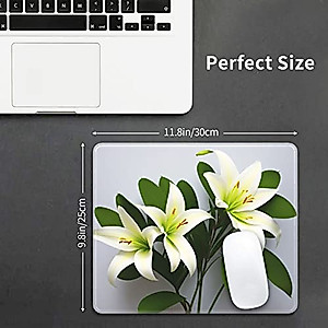 Lily Flowers Mouse Pads for Laptop and PC, 12"x10" Mouse Pad for Office and Cute Gaming Pads.