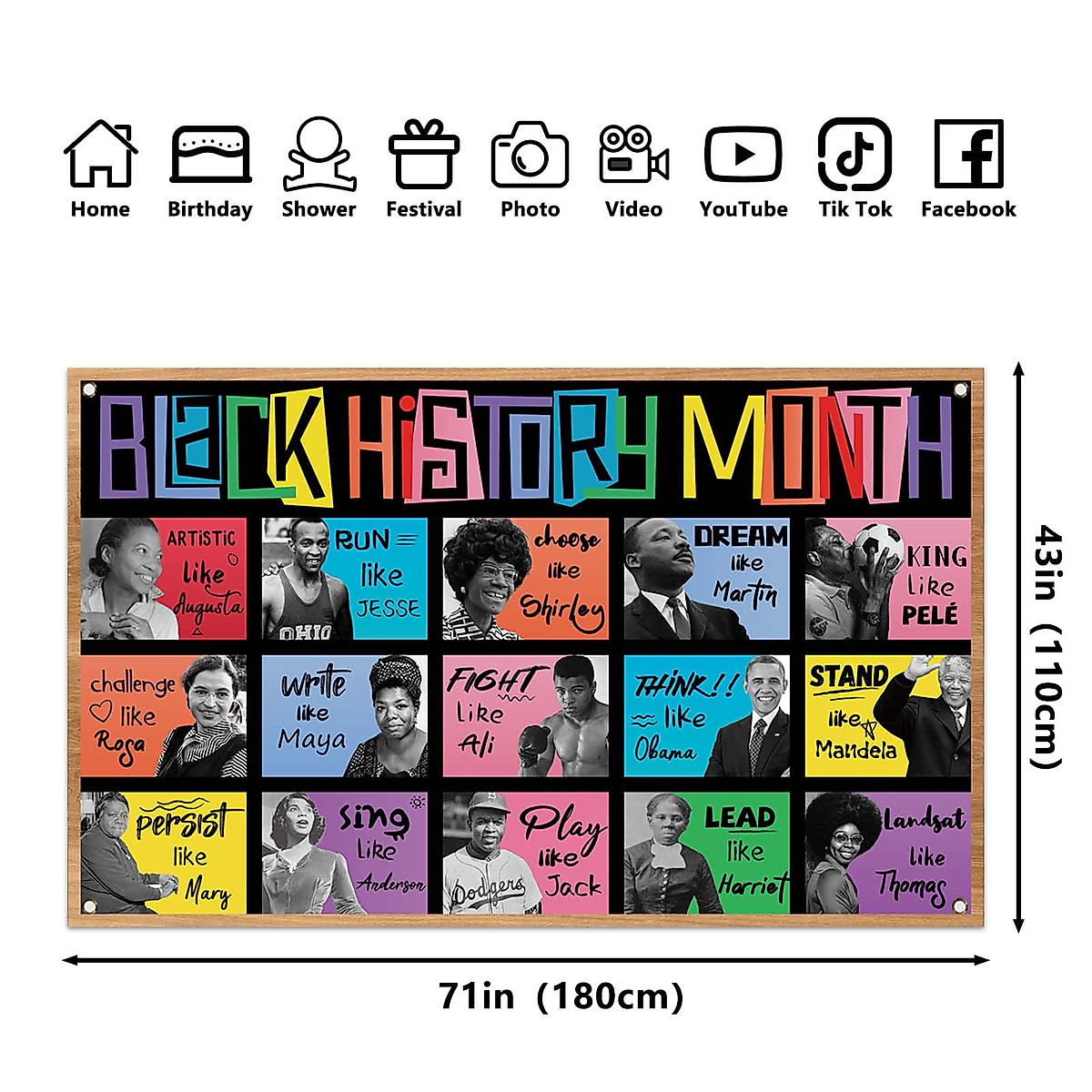 Black History Month Backdrop Black History Month Banner Black History Month Poster Pan African American Decoration and Supplies for Home