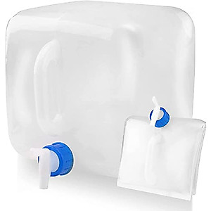 OMYOPY 2 Pack Collapsible Camping Water Container Carrier with Spigot, 5.3 Gallon Portable Foldable Water Storage Cube Jug Canteen Tank for Outdoor Sports Camping Hiking Emergency