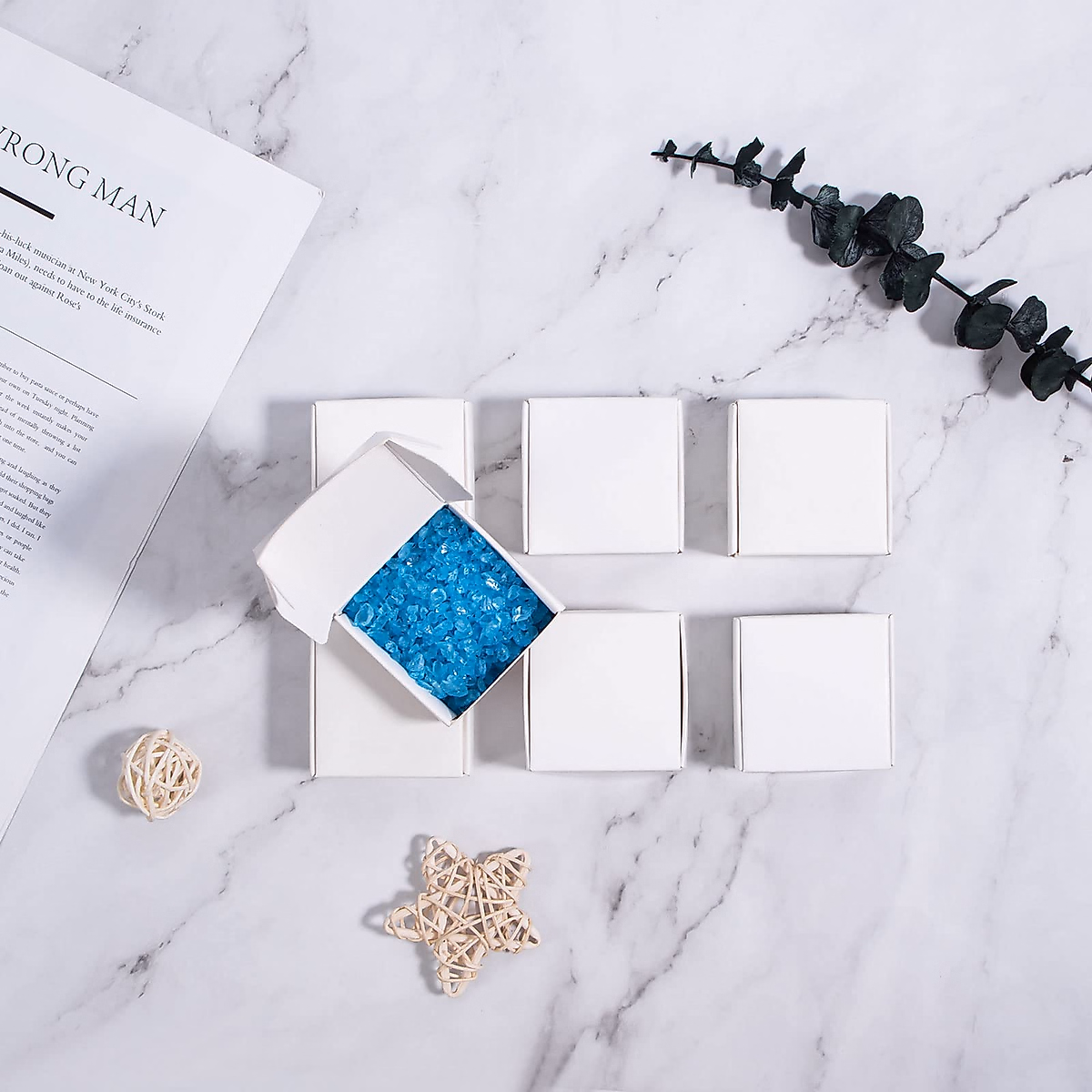 Sdootjewelry Small Gift Boxes 100 Pack, Kraft Gift Boxes Bulk 2.16’’ × 2.16’’ × 0.98’’, Small Cardboard Boxes for Jewelry Packaging, White