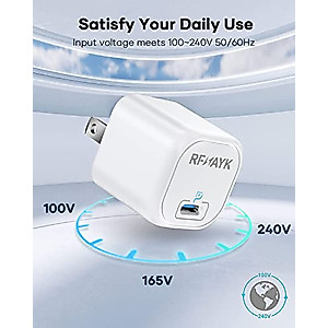 USB C Charger Block - RFNAYK 20W Super Mini iPhone 14/14 Plus/14 Pro/14 Pro Max Fast Charger, PD 3.0 Wall Charger Power Adapter for iPhone 12 13 Pro Max XR XS 8 Galaxy Pixel 4/3 iPad/iPad min (White)