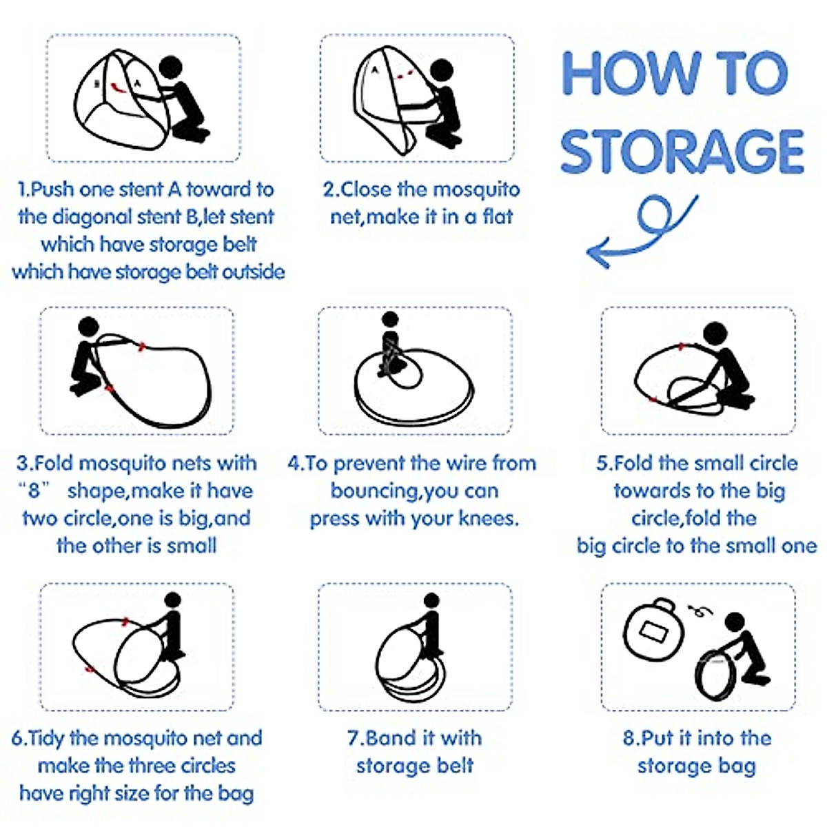 Tatuo Mosquito Net for Bed Portable Folding Net Bed with Bottom Pop up Mosquito Net Tent for Indoor and Outdoor Use Mosquito Netting for Adults Trip Camping Travel Home(78.7 x 70.8 x 59 Inch)