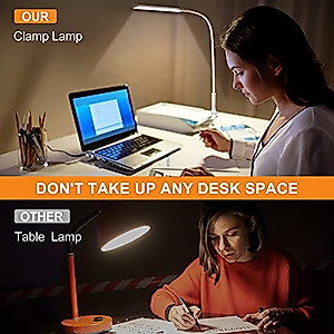 LED Desk Lamp, YOTUTUN Swing Arm Table Lamp with Clamp, Flexible Gooseneck Task Lamp, Eye-Caring Architect Desk Light, 3 Modes 10 Brightness Levels, Memory Function Desk Lamps for Home Office, 10W