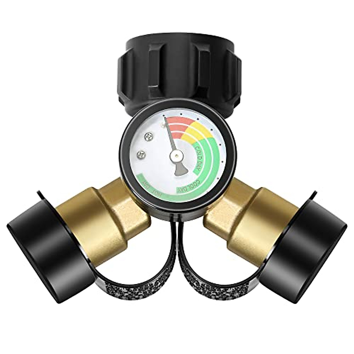 ATKKE Propane Y Splitter, Propane Tank Gauge, Gas Bottle Adapter, 2 Way LP Gas Level Indicator for 5lb-40lb Propane Cylinder, Great for BBQ, Gas Grill, RV, Camping Stove, Heater