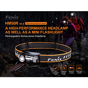Fenix Power Bundle HM50R v2.0 Headlamp Bundle with 2X ARB-L16, 700 Lumen USB-C Rechargeable, Lightweight with Red Light and Lumentac Organizer