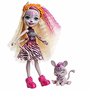 Mattel Enchantimals Zadie Zebra Doll with Ref Animal Figure, 6-inch Small Doll with Removable Skirt & Accessories, Sunny Savanna Toy Collection