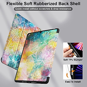 DONGKE Case Compatible with iPad 10.2 Inch 2021 2020 2019 iPad 9th/8th/7th Generation with Pencil Holder, Slim Stand Protective Case with Soft TPU Back, Auto Sleep/Wake Cover, Galaxy Manada