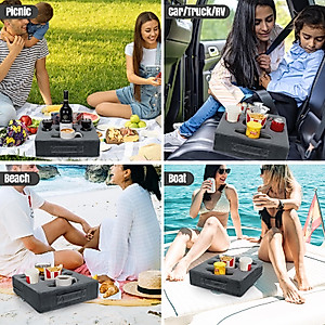STBoo Couch Cup Holder Pillow - Sofa Drink Cup Holder Cozy Buddy | Bed Caddy Organizer Holds Remote, Snacks, Phones, Tablet | Waterproof Anti-Spill Sofa Beverage Tray for Car, Beach, RV, Boat (Grey)