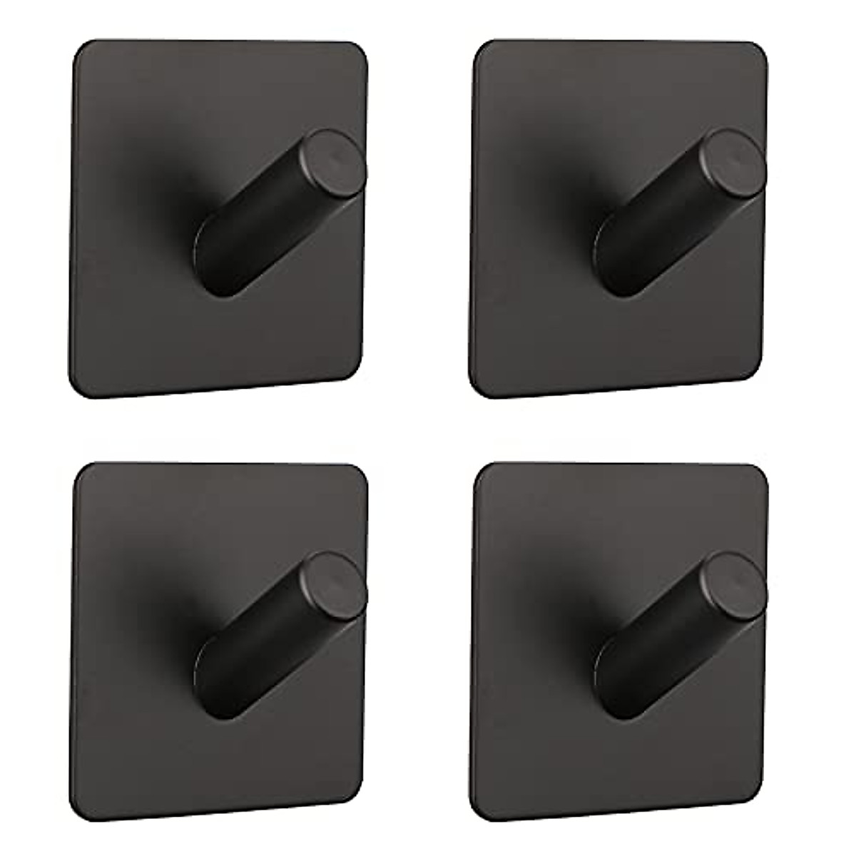 Adhesive Hooks, Heavy Duty Wall Hooks Towel Hooks Wall Hangers Waterproof Stainless Steel Sticky Hooks No Drill Door Hook, Stick on The Wall, Door, Bathroom, Kitchen, Office-4 Packs (V Black)