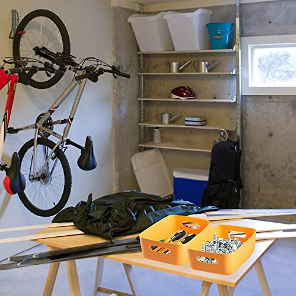 Plastic Storage Baskets 8 Pack, Small Pantry Baskets for Organizing, Organizer Basket Bins for Shelves, Organizer and Storage for Bathroom, Bedrooms, Kitchens (Colour Small)