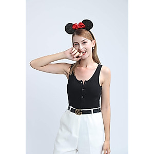 FANYITY 2 Pcs Mouse Ears, Mouse Costume Ears Headband for Children Mom Baby Girls Women Party (RED 2)