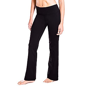 Yogipace 27"/28"/29"/30"/31"/32"/33"/35"/37" Inseam,Petite/Regular/Tall, Women's Bootcut Yoga Pants Long Workout Pants, 27", Black Size XXL