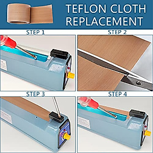 Impulse Heat Sealer 16 Inch Mylar Bag Sealer Heat Seal Machine, 110v Manual Heat Sealer for Plastic/Poly/Cookie Bags, 8 Replacement Parts & Teflon Cloth Strip(2 Round Cutter Lines Included)