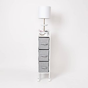 Dormify 3-Drawer Cart with Wheels | Skinny Bedside Table Storage Drawers | Small Cabinet | Clothes Tower | Organizer | Nightstand | Grey | 7.8"W x 18.5"D x 29.8"H | Dorm Essential