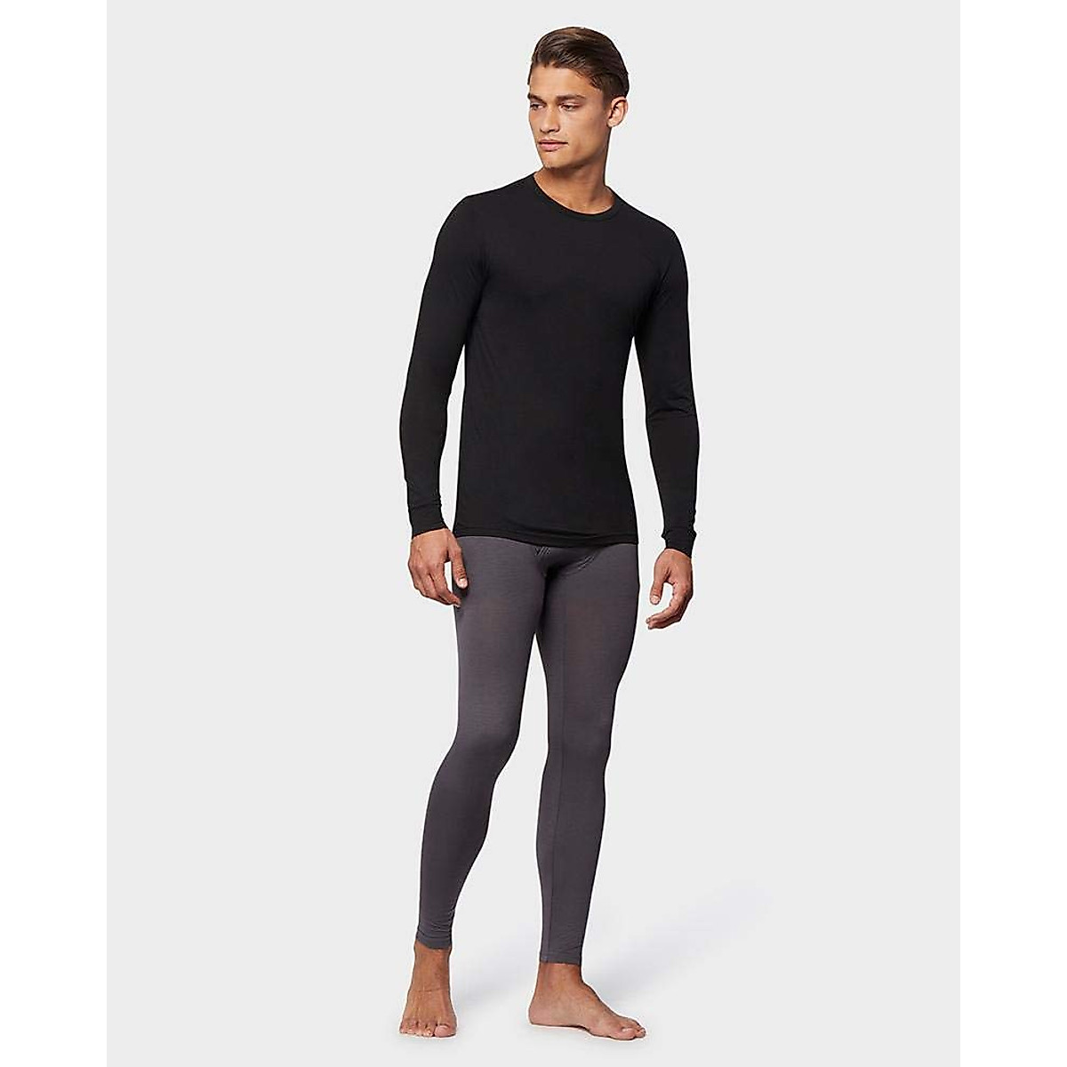 32 Degrees Heat Mens Performance Thermal Baselayer Crewneck Long Sleeve Top, Black, X-Large