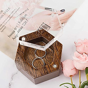 Custom Ring Box for Wedding Ceremony Personalized Hexagon Ring Box Wooden Wedding Ring Bearer Box Proposal Ring Case for Marriage Proposal Engagement
