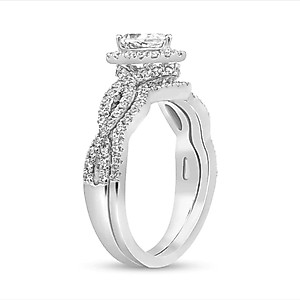 1.3 Carat Moissanite Halo Engagement Ring Wedding Ring Sets For Woman 925 Sterling Silver Pear-Shaped Twist Bridal Sets,size 5.5