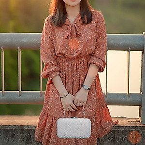 Tanpell Women's Evening Bag Glittering Clutch Handbag Wedding Party Bridal Purse with Detachable Chain (Silver)