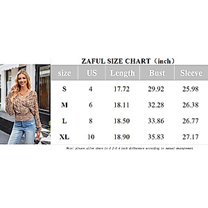 ZAFUL Women's V Neck Crop Knitted Sweater Long Sleeve Color Block Ribbed Jumper Space Dye Pullover