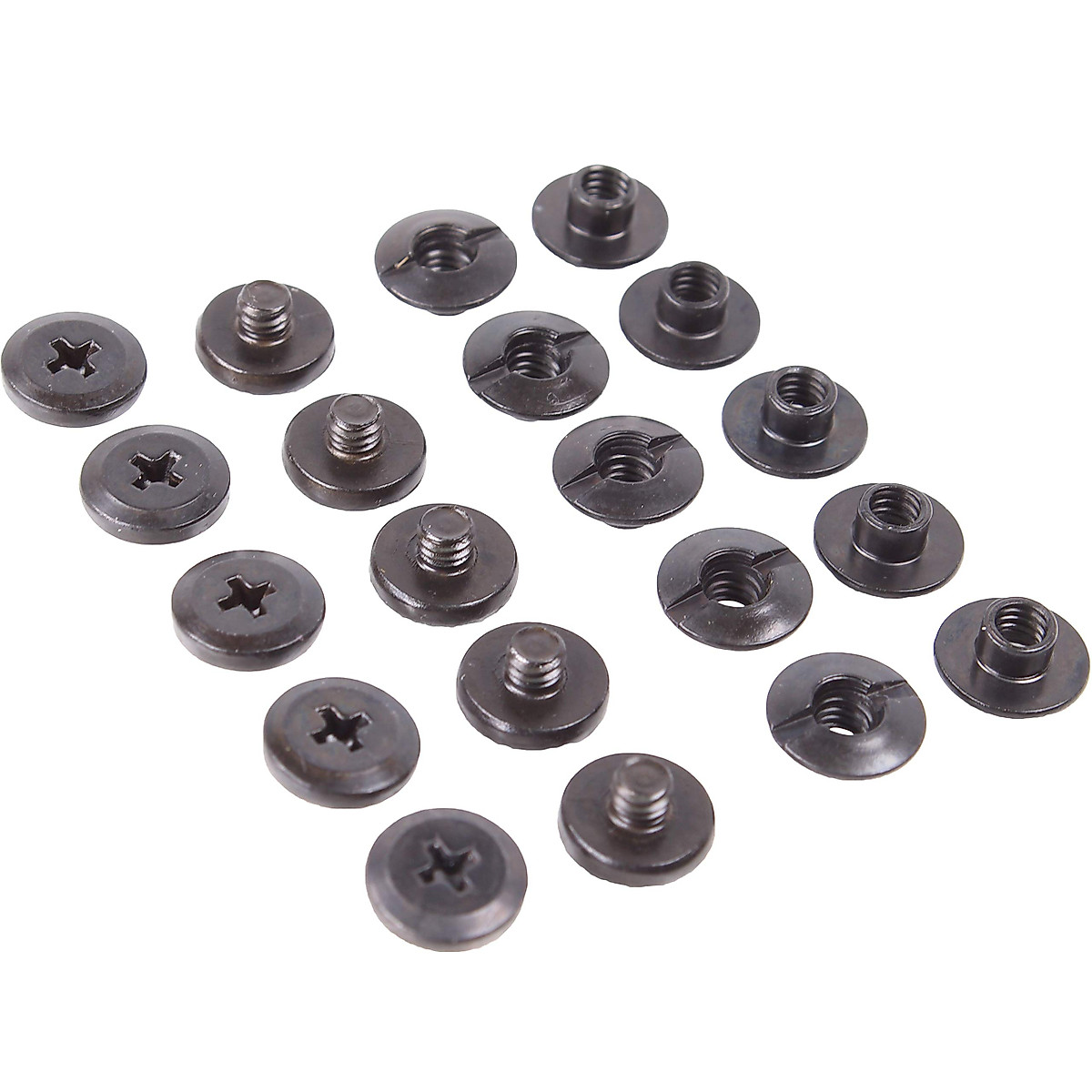 1/8" Black Chicago Screws & Binding Posts Fasteners for Leather Straps/Belts, Kydex Holster/Sheath Repair or Rivet Parts Replacement, Thru Hole Open Slot Design. Made in USA (10 Pack, Flat Head)