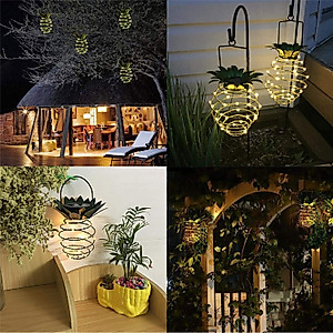 MUEQU 2Pcs Garden Solar Lights, Waterproof LED Solar Hanging Lantern Pineapple Fairy String Light,Solar Patio Lights Night Light for Yard Outdoor Home Decoration Light (Warm White)
