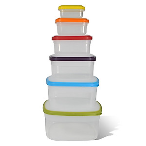 Stor-All Solutions Rectangular 10 Piece Food Storage Containers with Lids Airtight (5 Containers & 5 Lids), Plastic Meal Prep Container for Pantry & Kitchen Organization, BPA-Free, Microwave Safe