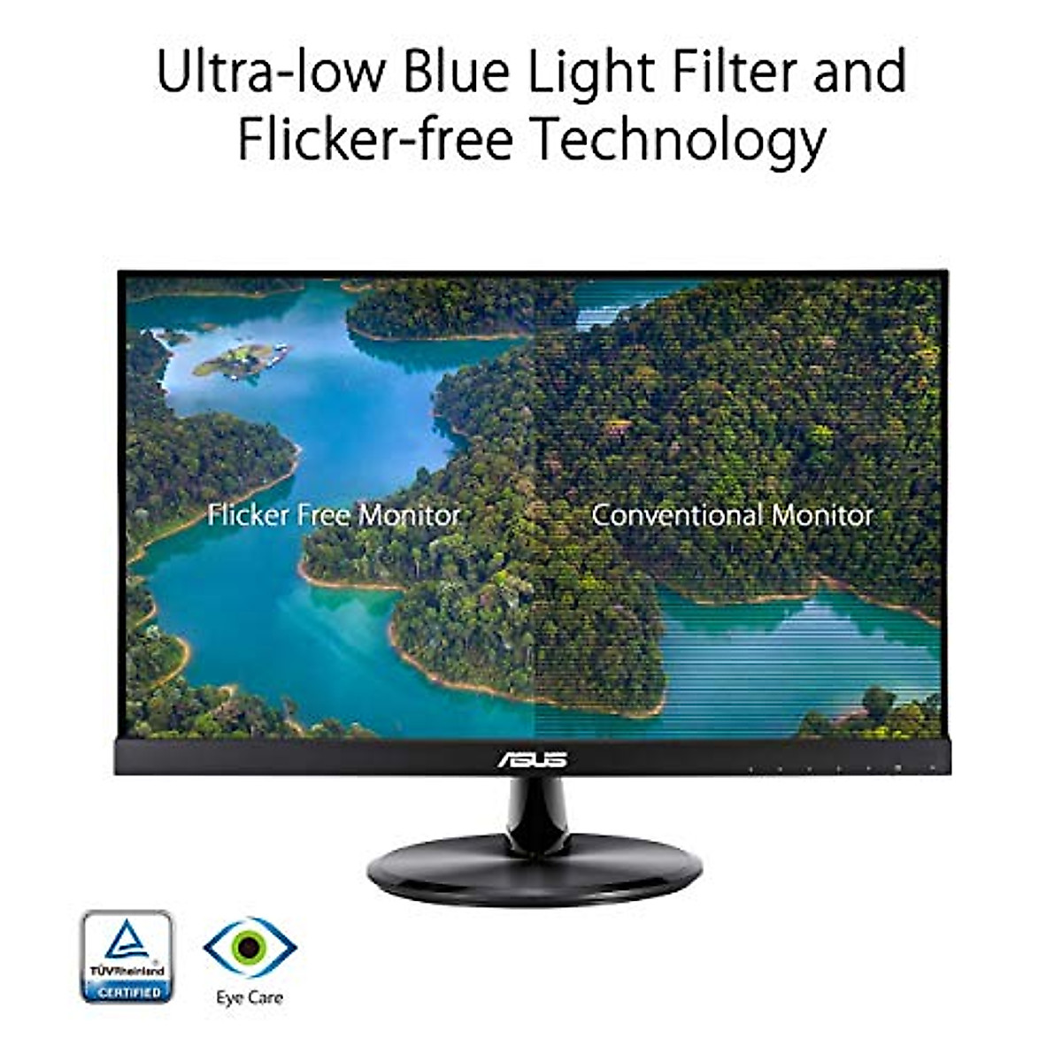 ASUS VP229HE 21.5” Monitor, 1080P Full HD, 75Hz, IPS, FreeSync/Adaptive-Sync, Eye Care, HDMI VGA, Frameless, VESA Wall Mountable (Renewed)