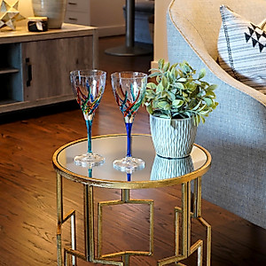 Italian Crystal Trix Wine Drinking Glasses, Set of 2, 8 oz Glasses, Elegant Stemware, Hand Blown Wine Glasses, Crystal Wine Glasses for White or Red Wine, Wedding Glasses, Made in Italy