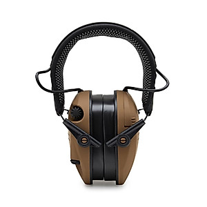 Walker's Razor Slim X-TRM Noise-Cancelling Sound-Enhancing Hunting Gun Range Shooting Electronic Earmuffs with Cooling Pads, Moisture Wicking Headband & 2 AAA Batteries, Battle Brown