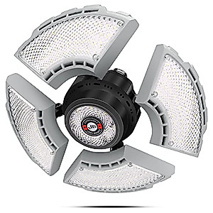 Westontech LED Garage Light, 140W 18500LM Super Bright Deformable Garage Ceiling Light, 6500K CRI80+ Luminabulb, Fixture for Garage Warehouse Shop Basement (White)