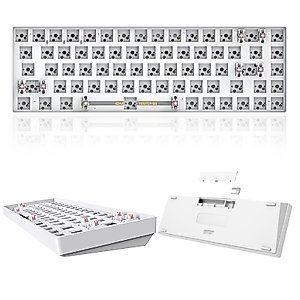 ZMX CIY68 Keyboard Kit,Hot Swappable 65% Mechanical Keyboard Wireless Bluetooth 5.0/2.4G Dual Mode Kit with ABS Shell Metal Positioning Plate Sound Insulation Mat for Windows/Android (White)