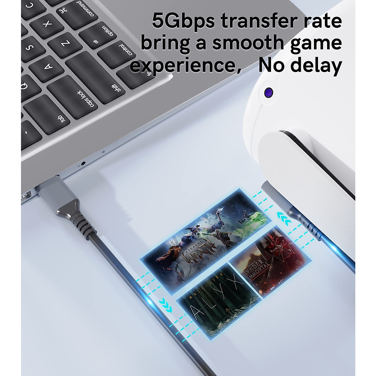 YCCTEAM 16FT Link Cable for PC Steam VR Headset, USB 3.2 Gen1 High Speed Data Transfer & 3A Fast Charging Cable for VR Headset and Gaming PC