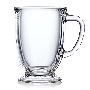 Libbey Kona Glass Coffee Mugs, 16-ounce, Set of 6