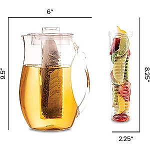 Water Infuser Pitcher – Fruit Infuser Water Pitcher By Home Essentials & Beyond – Shatterproof Acrylic Pitcher – Elegant Durable Design – Ideal for Iced Tea, Fruit Infused Water and Juice (93 oz)