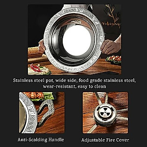 FLTRGO Retro Round Chafing Dish, Stainless Steel Buffet Server Warming Tray with Fuel Holders and Lid, for Birthday Party Wedding Celebration