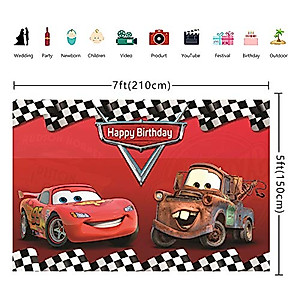 RUINI Car Racing Themed Backdrop Cartoon Cars Mobilization Birthday Party Decorations Backdrop 7x5FT