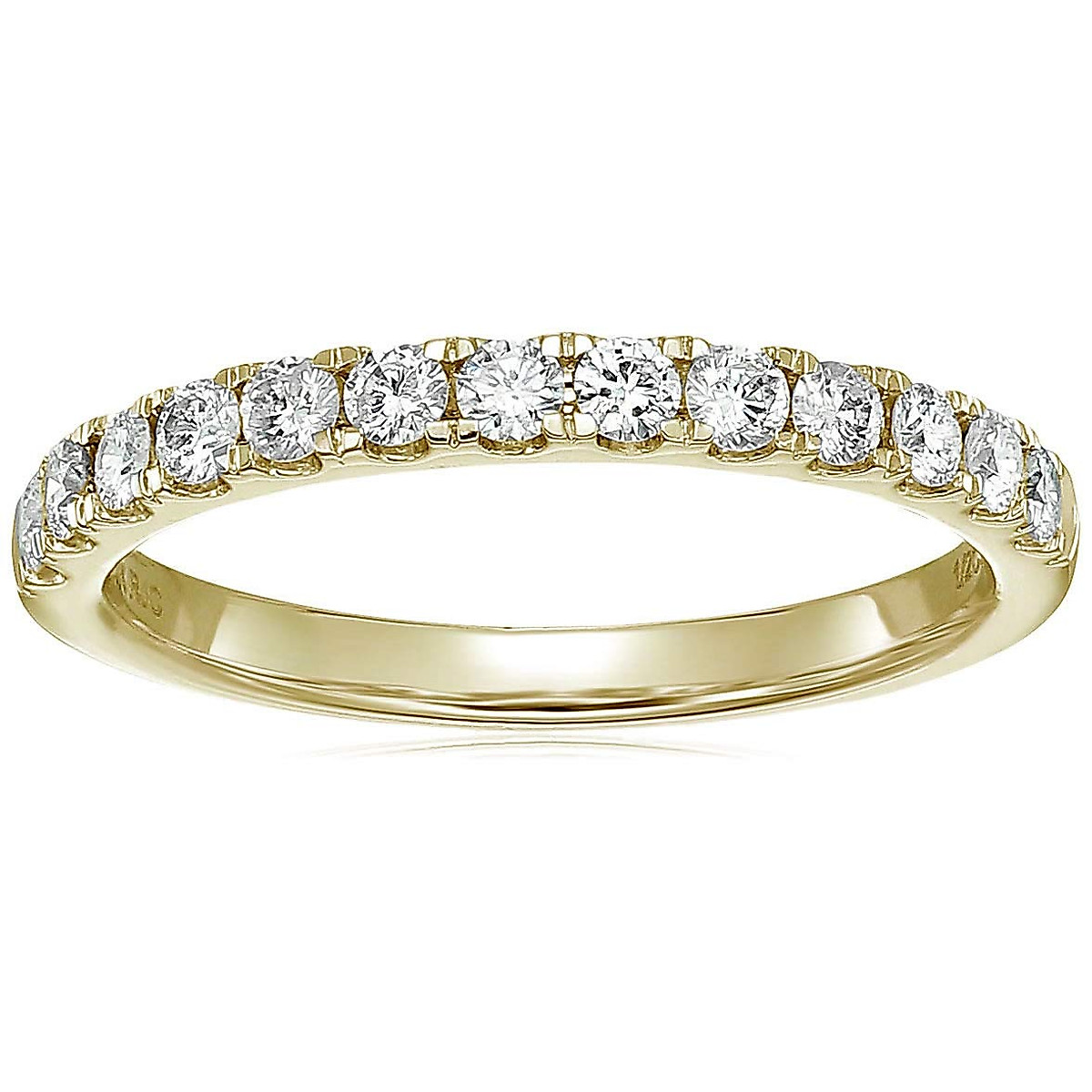 Vir Jewels 1/2 carat (ctw) Diamond Wedding Anniversary Band for Women, Half Eternity Round Diamond Engagement Ring 14K Yellow Gold Prong Pave Set 0.50 cttw, Size 6