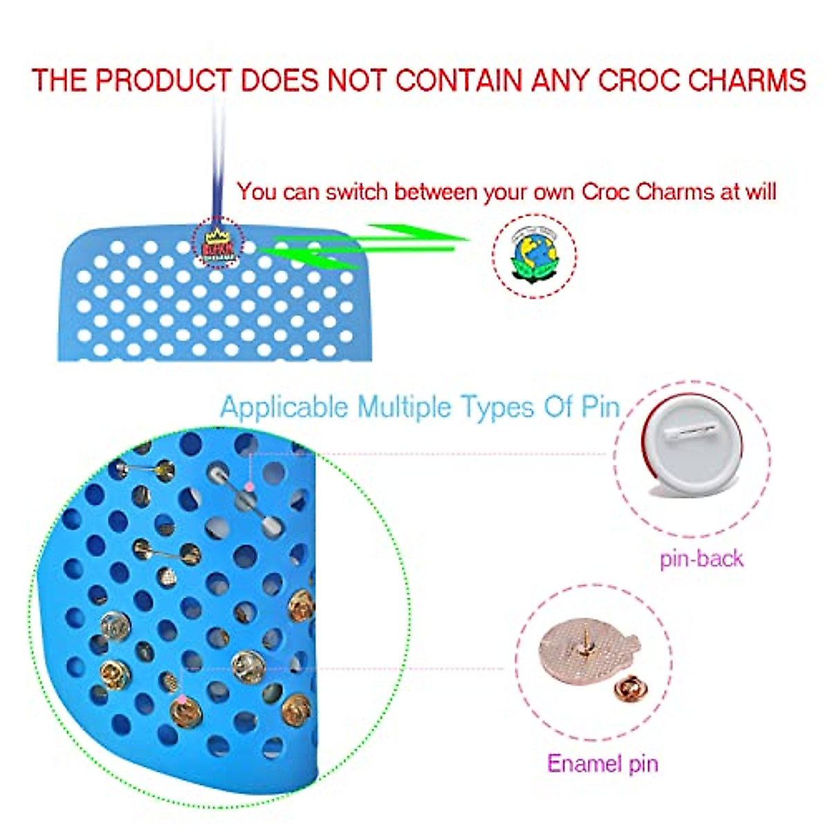 daekpaek croc charm organizer Shoe Charms Display Stand Black Blue 2Pieces Portable Flexible organizers and storage Roll Bag (Croc Charms not Included)