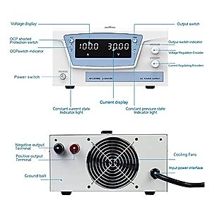 DC Power Supply, 60V 50A Bench Source Laboratory Dc Stabilized Power Supply Adjustable Variable Digital Regulated Power Supply 100V 20A,Electroplating DIY(KPS6030D 0-60V 0-30A)