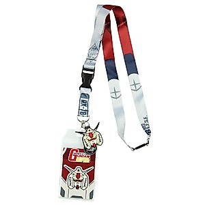 Mobile Suit Gundam RX-78-2 Lanyard ID Badge Holder with 2" Helmet Rubber Charm and Collectible Sticker