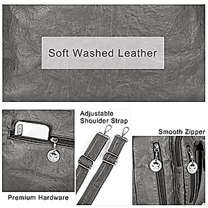 Riavika Women's Shoulder Handbags Soft Faux Leather Hobo Purses and Hand Bags Convertible Backpack Multi-pockets Tote Bag with Zipper Anti-theft Crossbody Bag Grey
